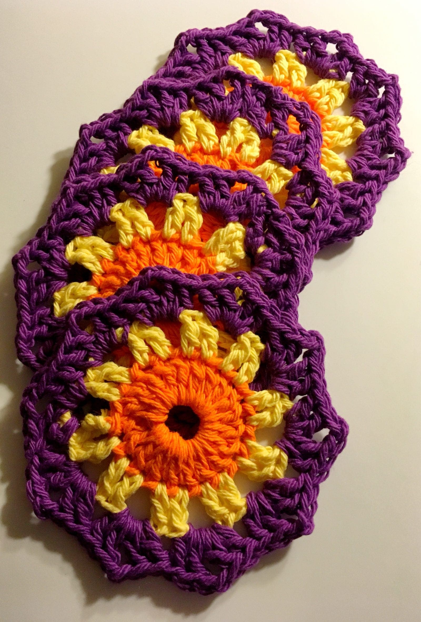 Colorful Crochet Sunshine Round Coaster Patterns - Pattern Princess