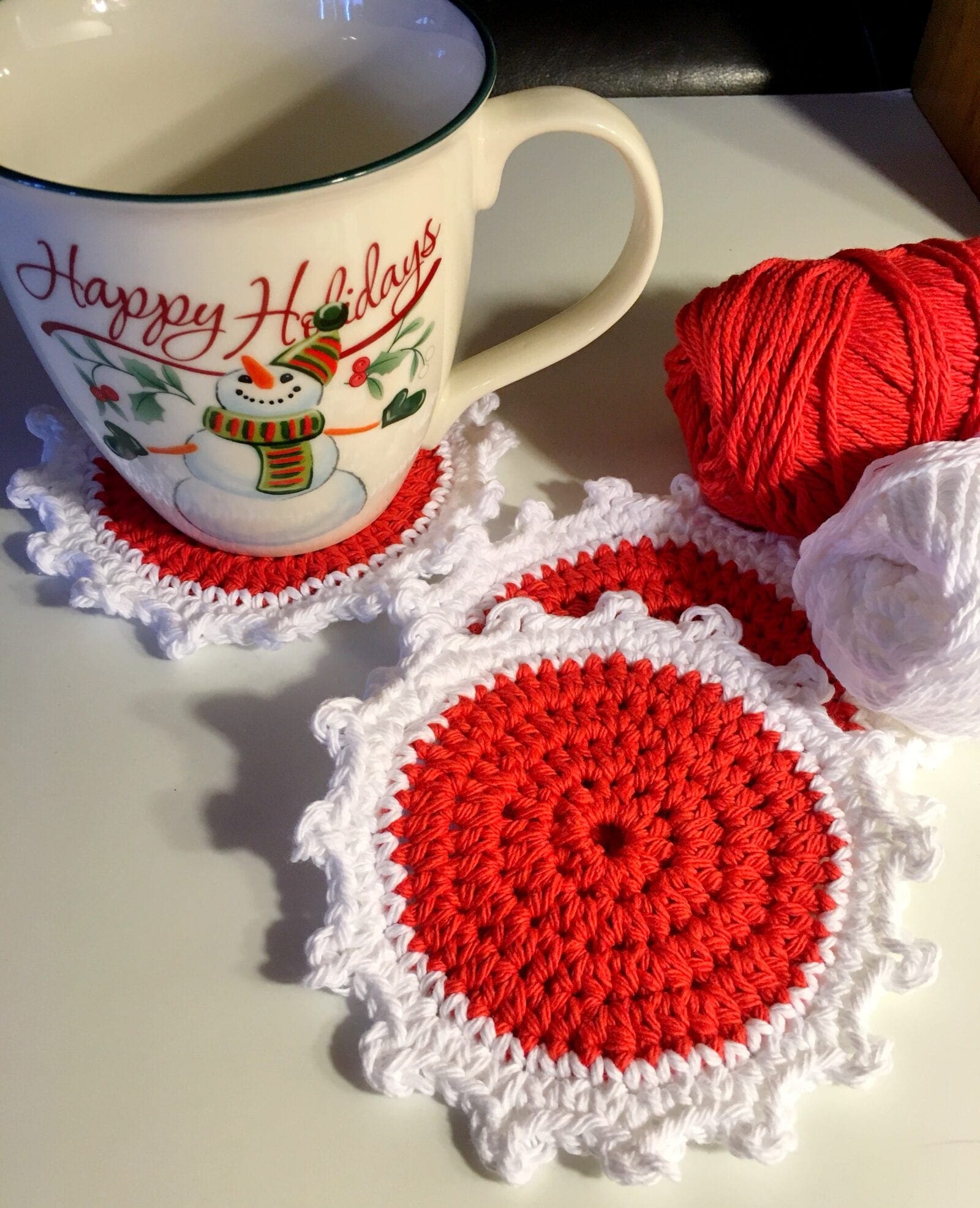 Crochet Christmas Coaster Quick and Easy Pattern - Pattern Princess