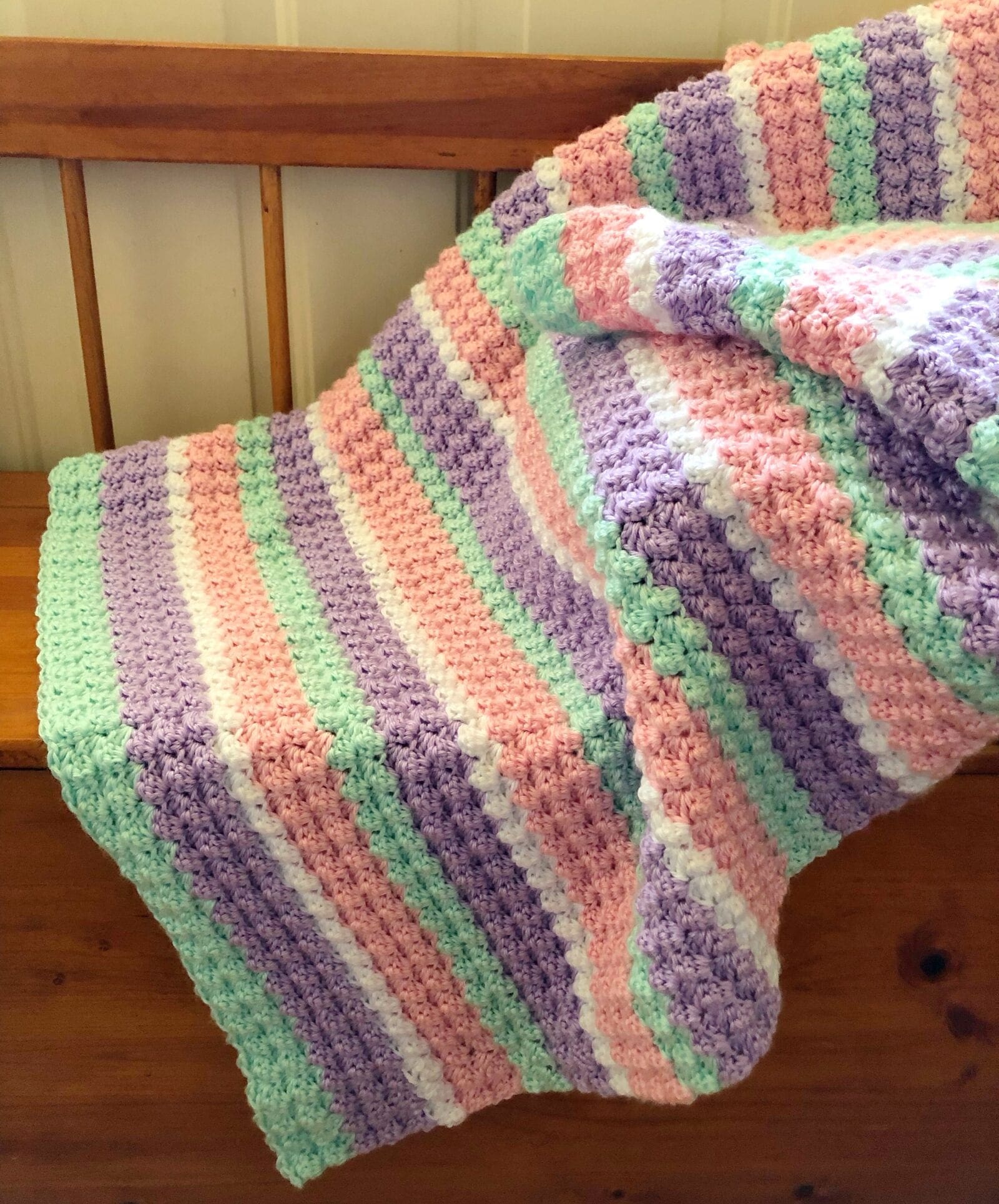 Crochet Textured Baby Blanket in Pastel - Pattern Princess
