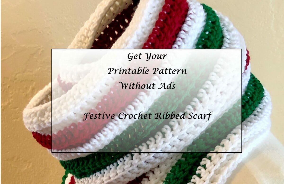 Festive Crochet Ribbed Scarf - Pattern Princess