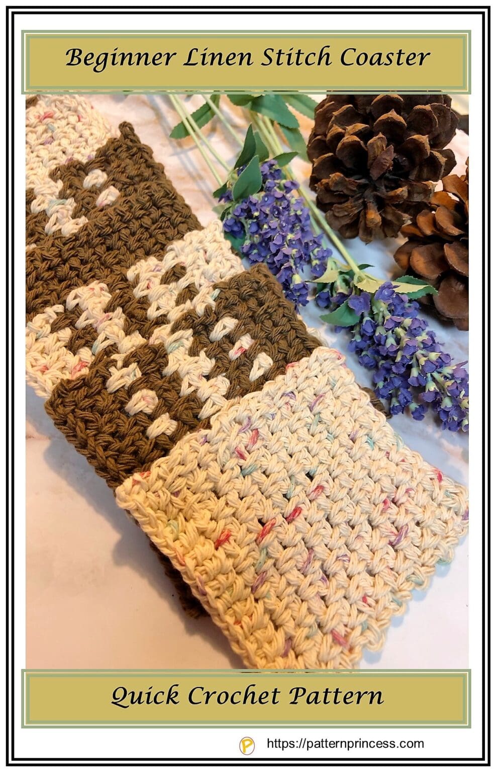 Beginner Linen Stitch Coaster Pattern - Pattern Princess