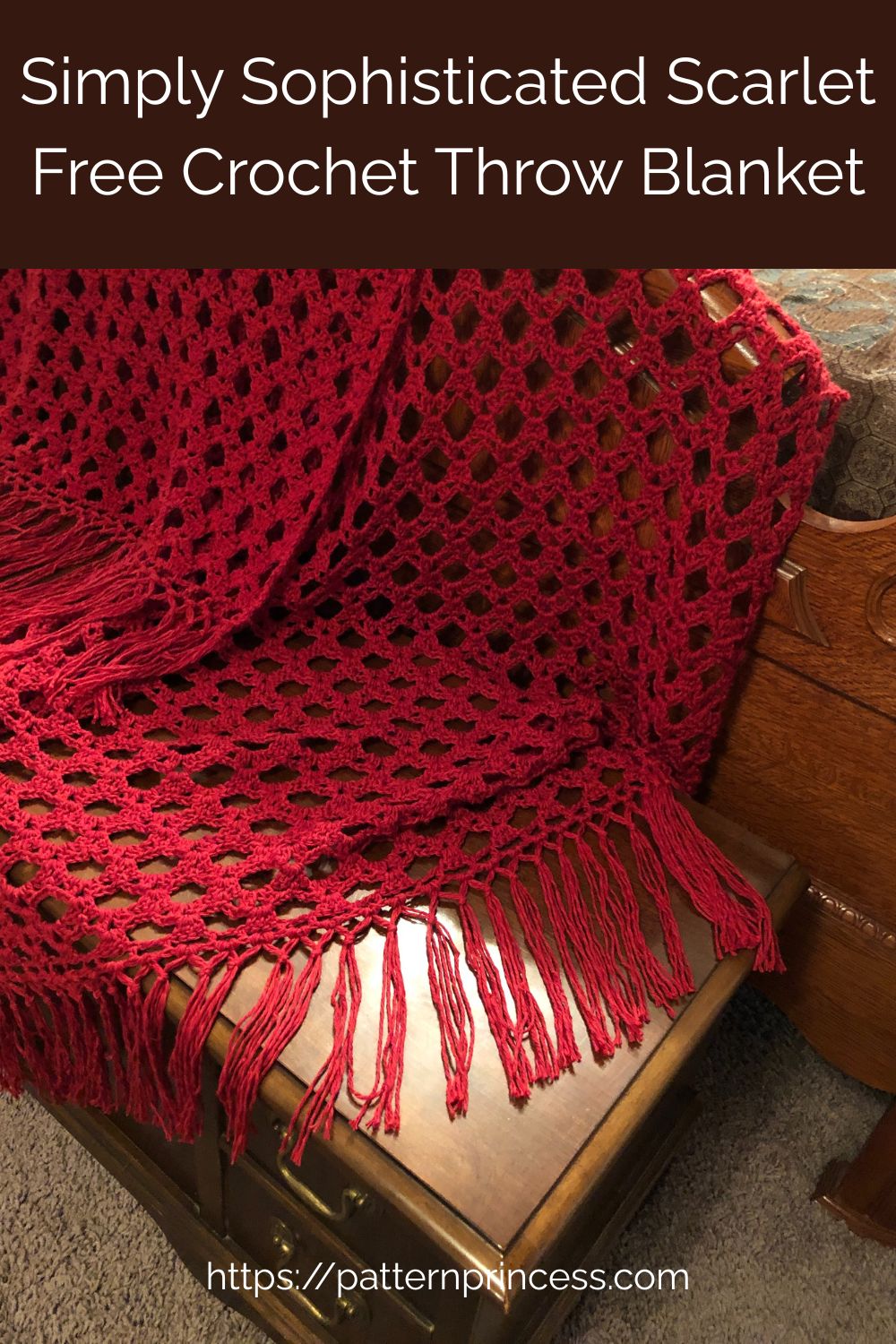Simply Sophisticated Scarlet Free Crochet Throw Blanket - Pattern Princess