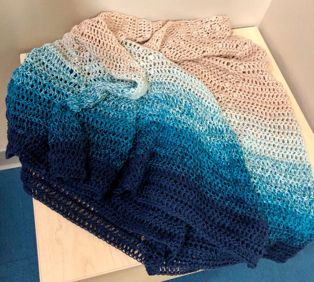 Footprints in the Sand Beach Semi-Circle Crochet Shawl - Pattern Princess