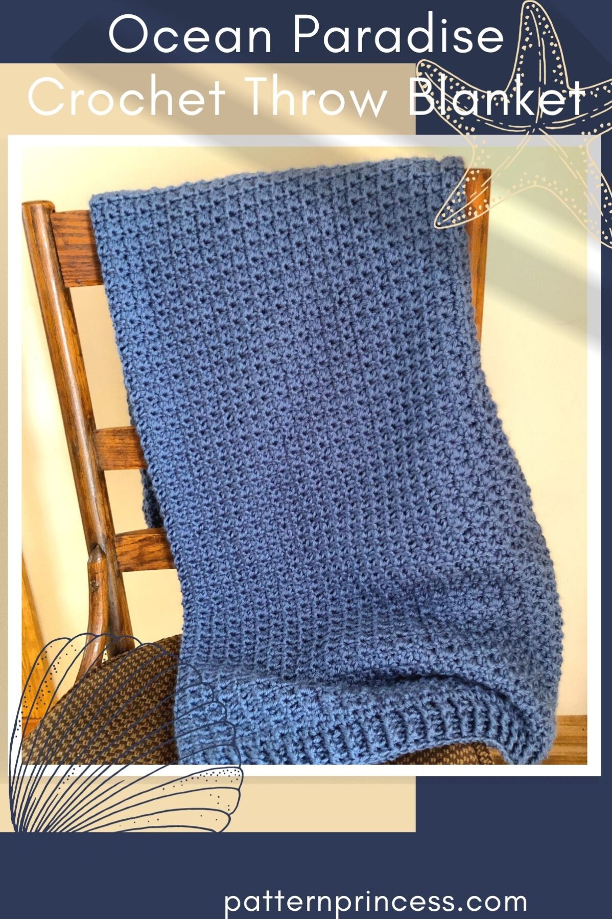 Ocean Paradise Crochet Throw Blanket - Pattern Princess