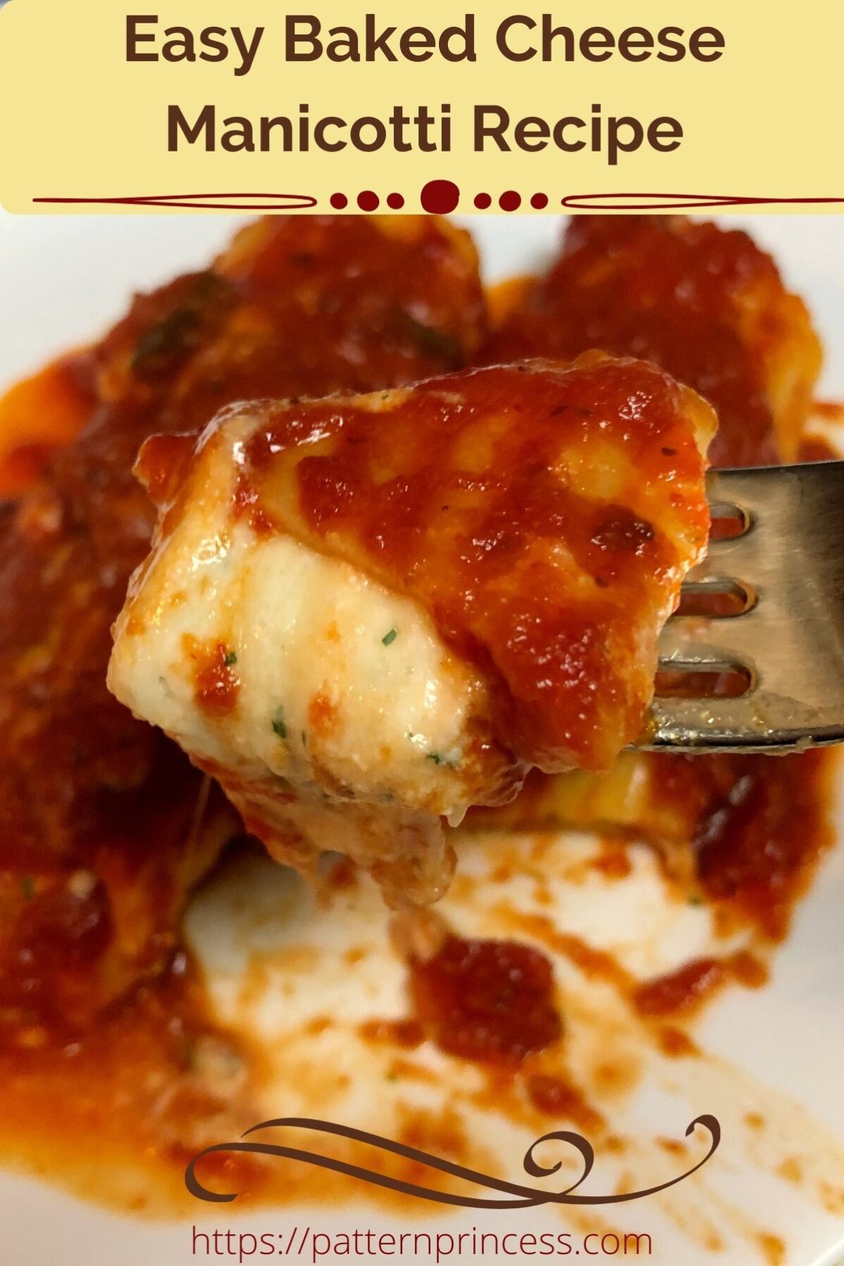 Easy Baked Cheese Manicotti Recipe - Pattern Princess