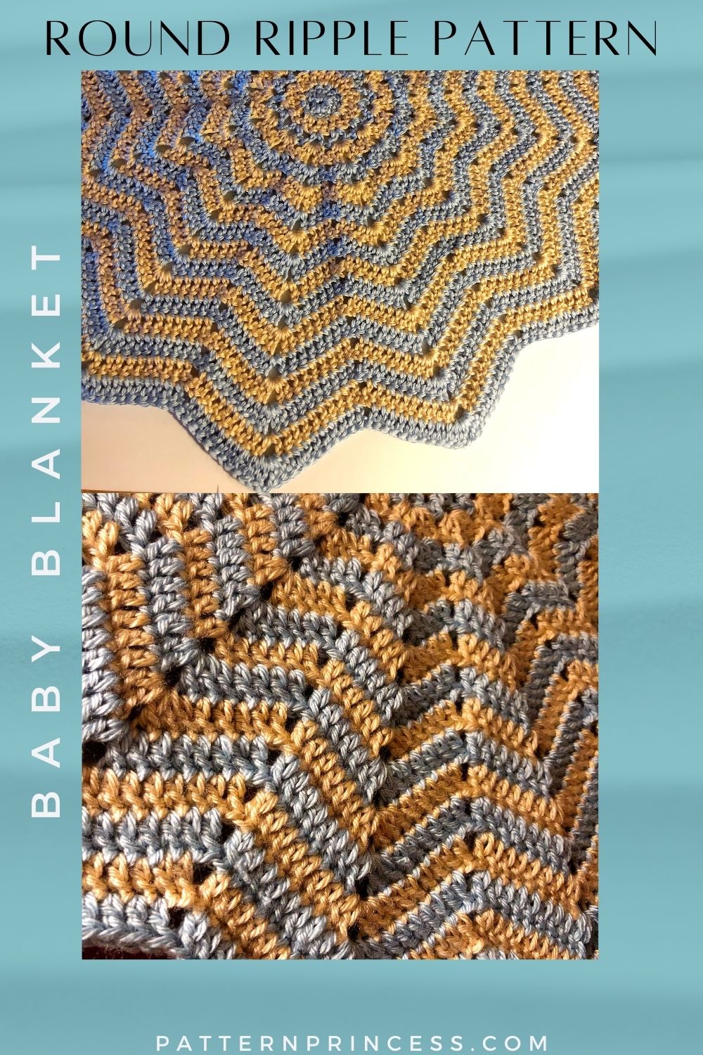 12 Point Round Ripple Baby Blanket Crochet Pattern - Pattern Princess
