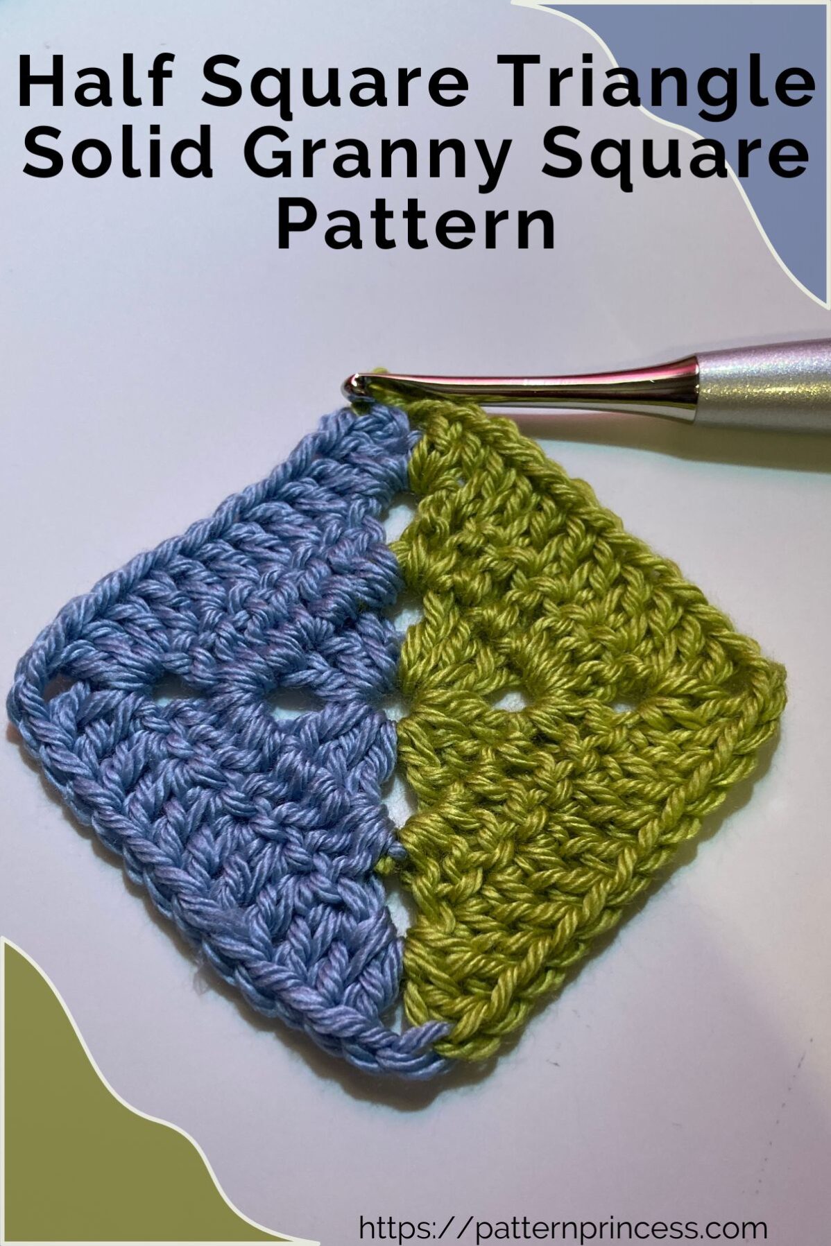 Half Square Triangle Solid Granny Square - Pattern Princess