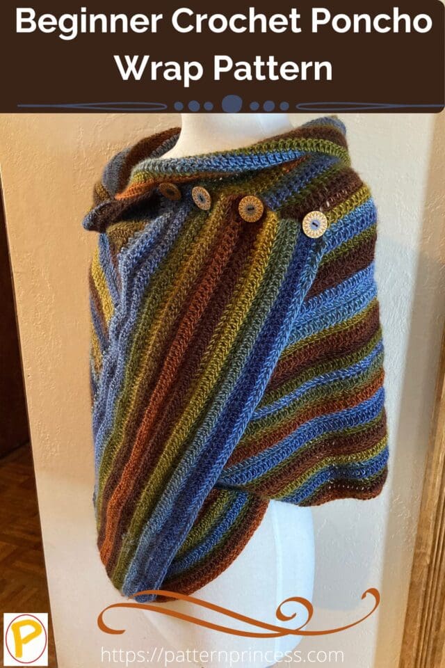 Beginner Easy Crochet Poncho Wrap Pattern Free - Pattern Princess
