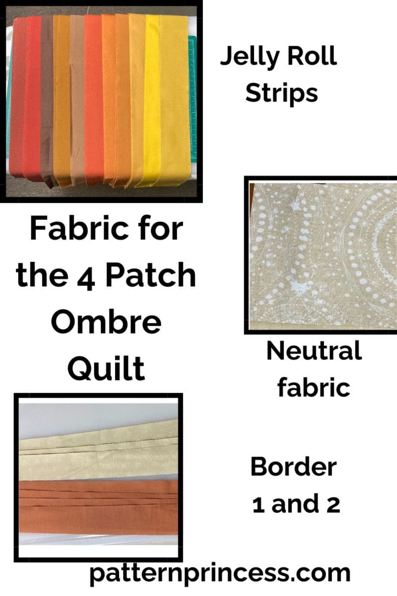 Easy Four Patch Quilt Pattern Ombre Sunset - Pattern Princess