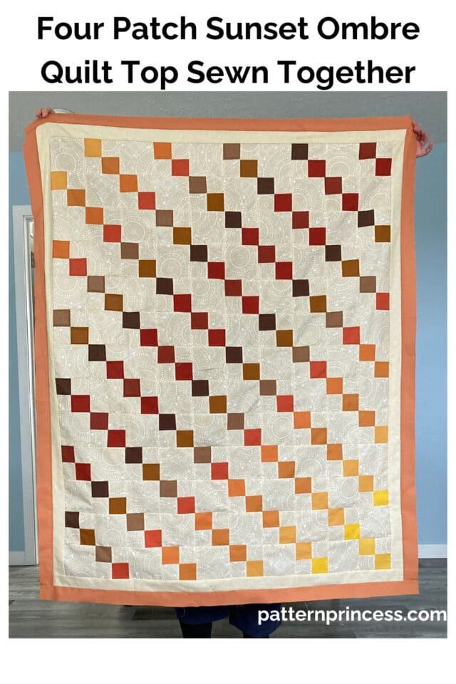 Easy Four Patch Quilt Pattern Ombre Sunset - Pattern Princess