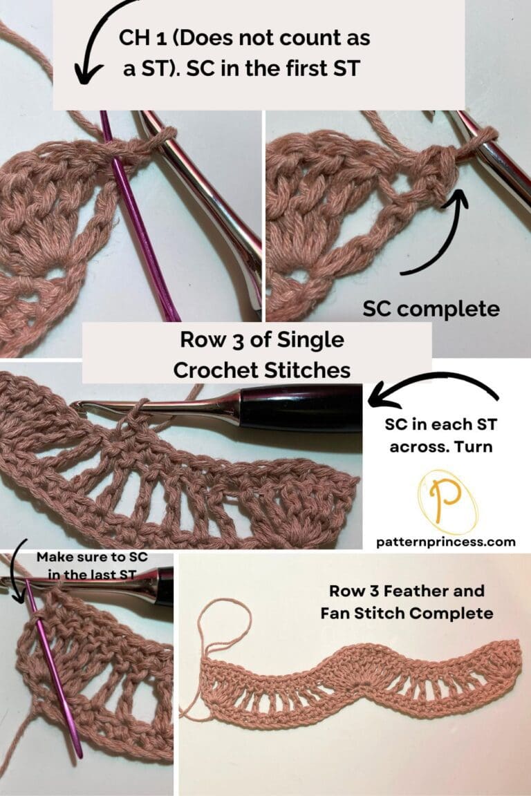 Feather and Fan Crochet Stitch Pattern Tutorial - Pattern Princess