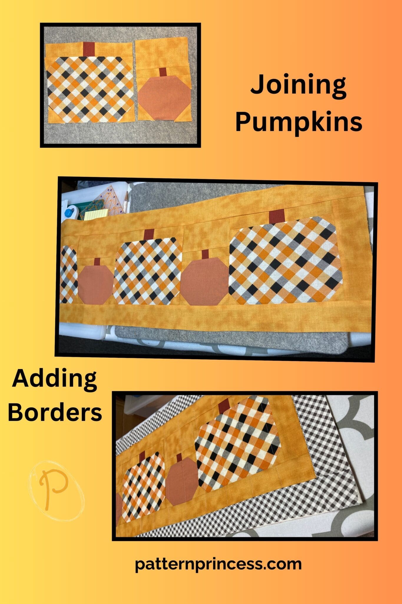 Plaid Pumpkins Table Runner Easy Quilt Pattern - Pattern Princess