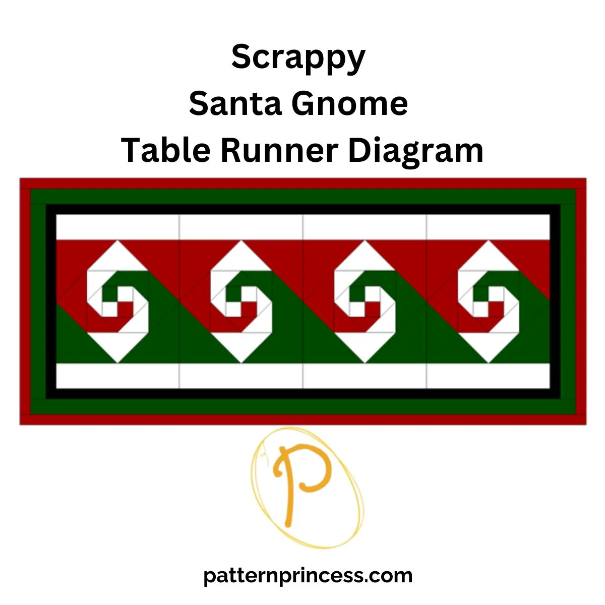 Scrappy Santa Gnomes Table Runner Quilt Pattern - Pattern Princess