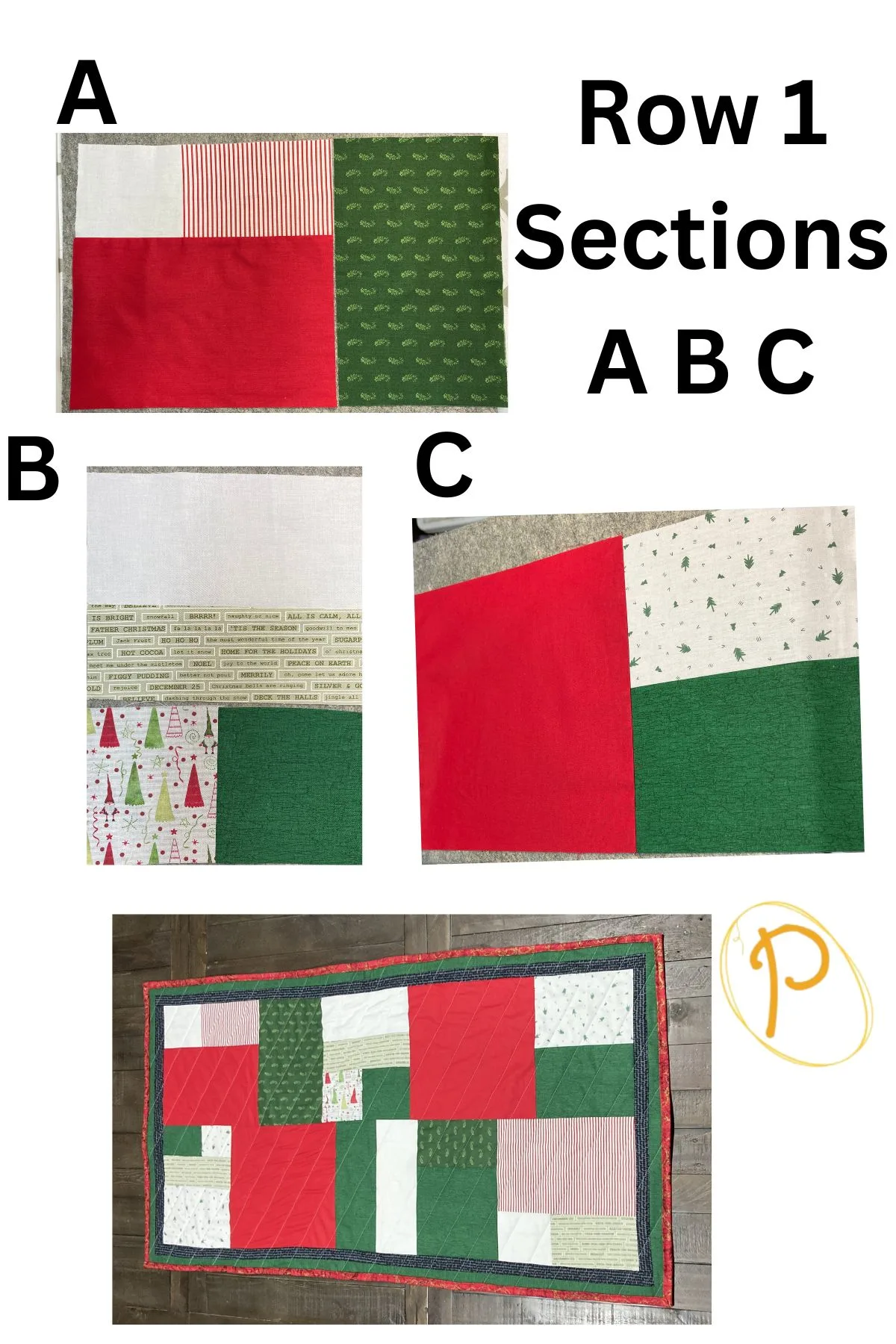 Mosaic Color Block Christmas Table Runner Pattern - Pattern Princess