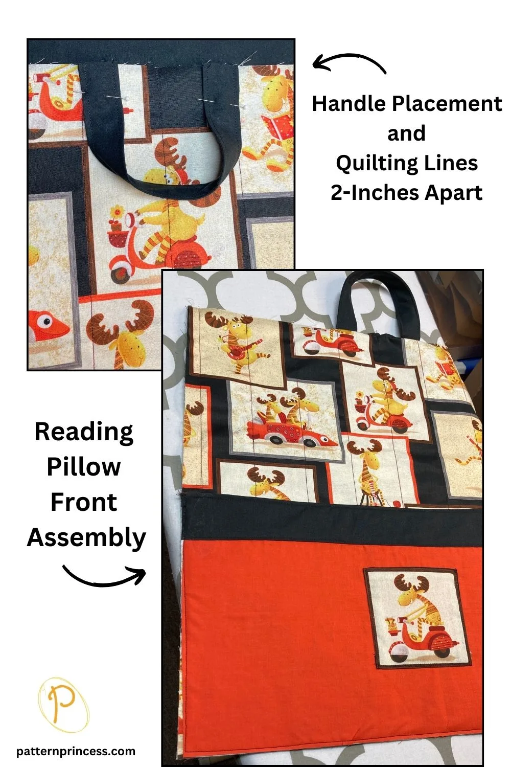 Sew a Whimsical Moose Reading Pocket Pillow - Pattern Princess