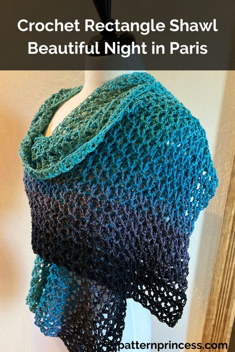 Crochet Rectangle Shawl Beautiful Night in Paris - Pattern Princess