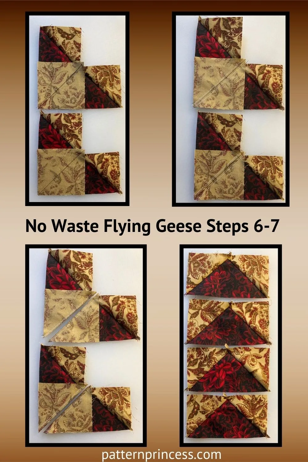 Easy No Waste Flying Geese Quilt Block Tutorial - Pattern Princess