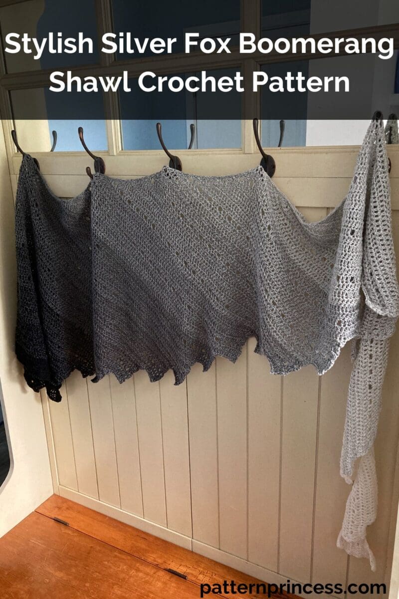 Stylish Silver Fox Boomerang Shawl Crochet Pattern - Pattern Princess