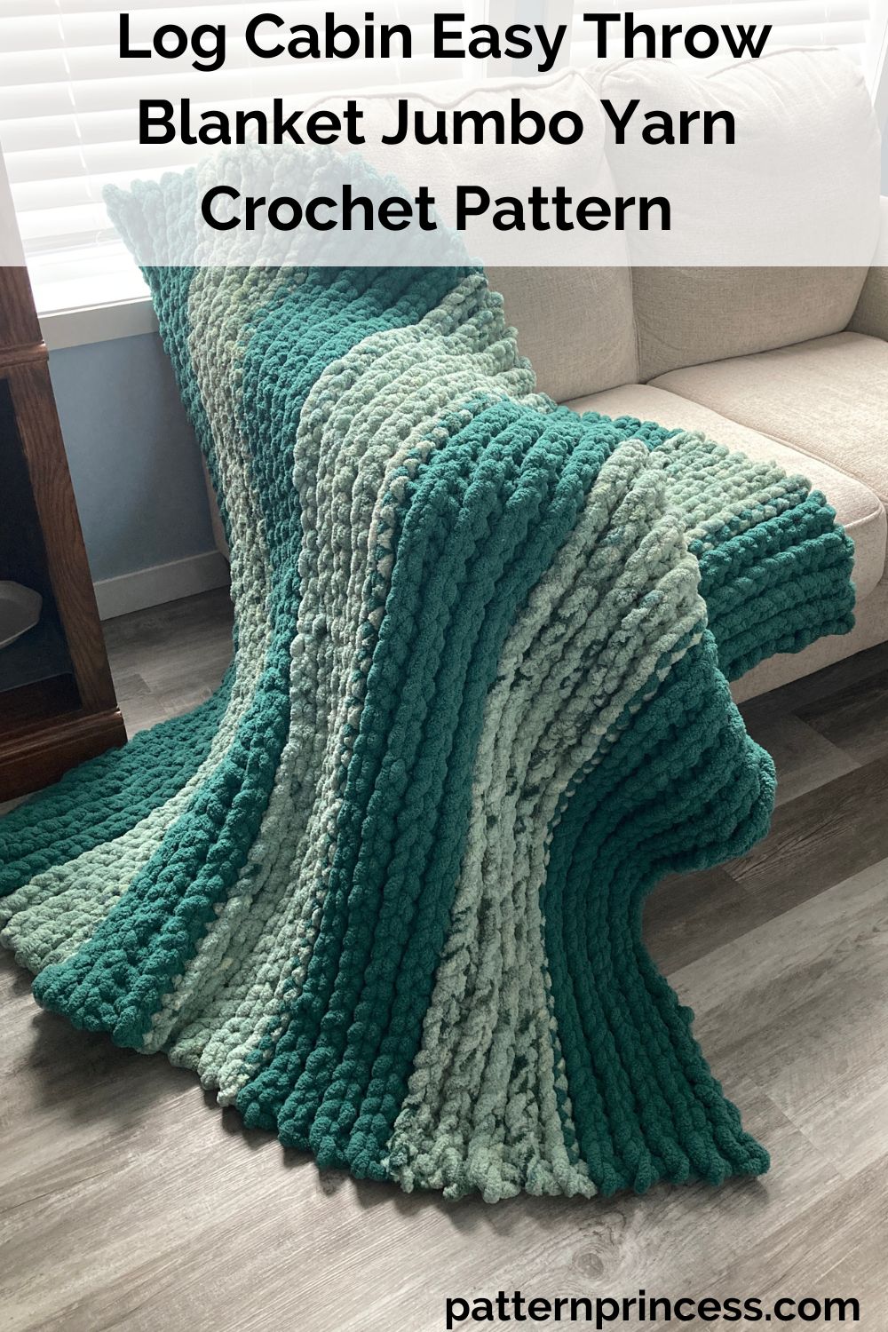 Log Cabin Easy Throw Blanket Jumbo Yarn Crochet Pattern - Pattern Princess