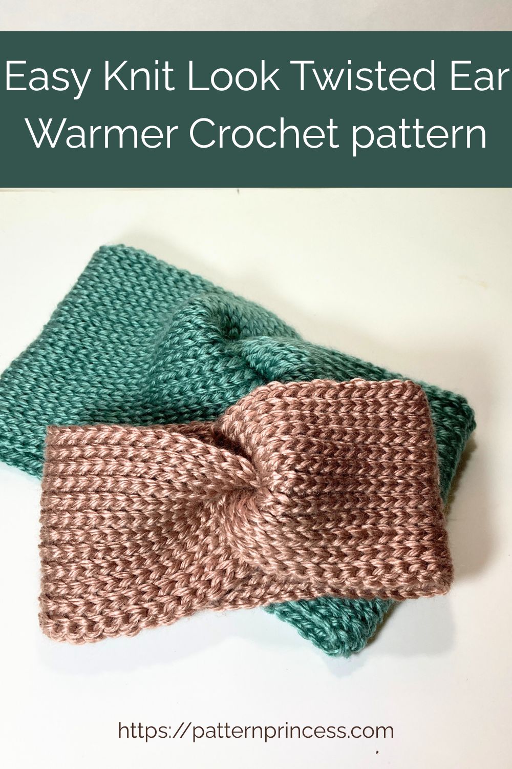 Easy Knit Look Twisted Ear Warmer Crochet Pattern - Pattern Princess