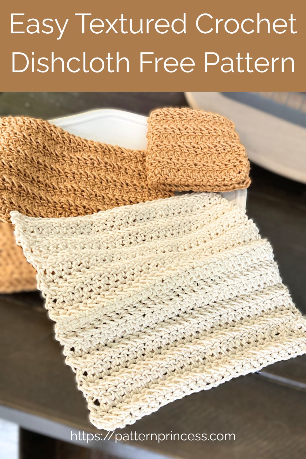 Easy Textured Crochet Dishcloth Free Pattern - Pattern Princess