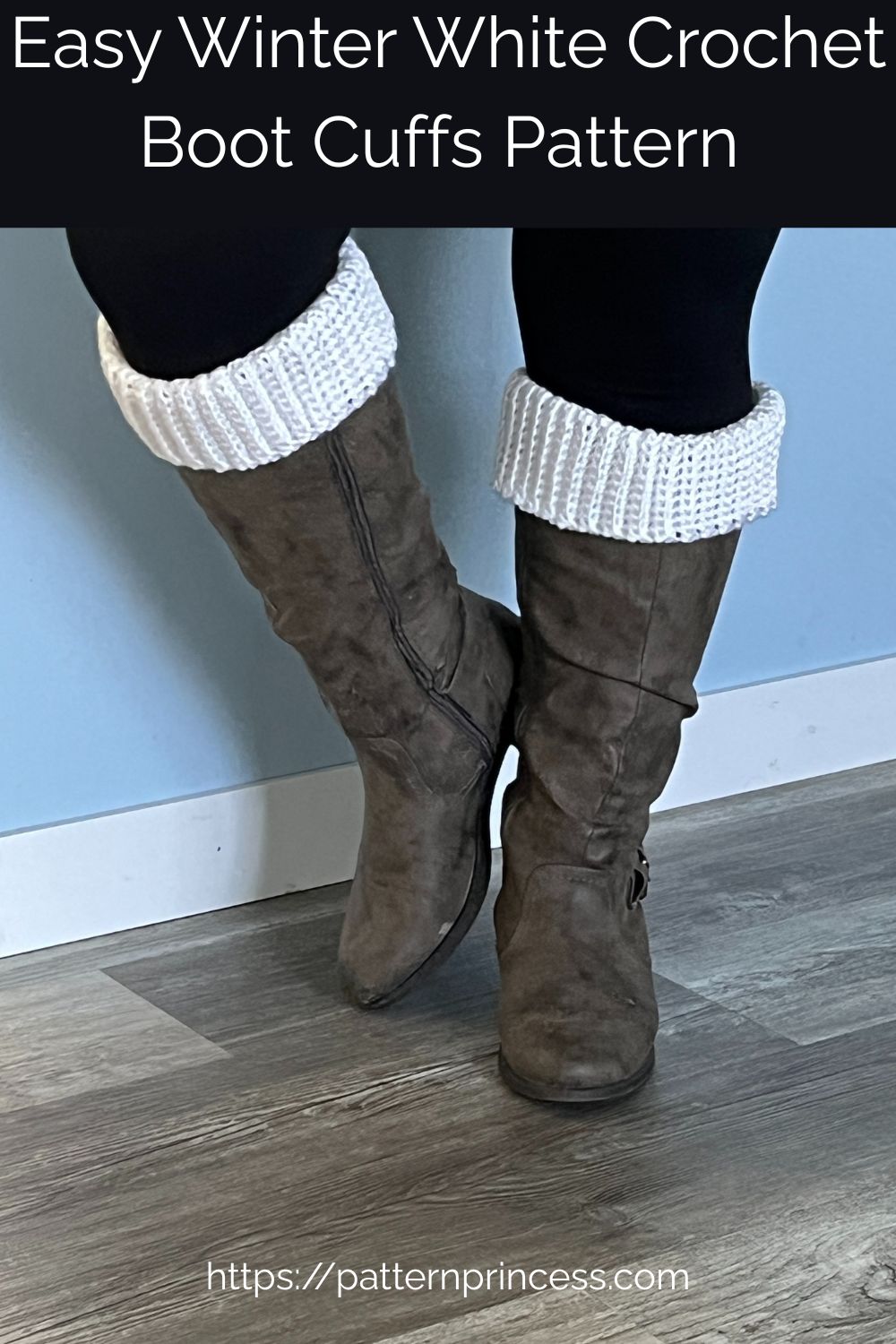 Easy Winter White Crochet Boot Cuffs (Free Pattern) - Pattern Princess