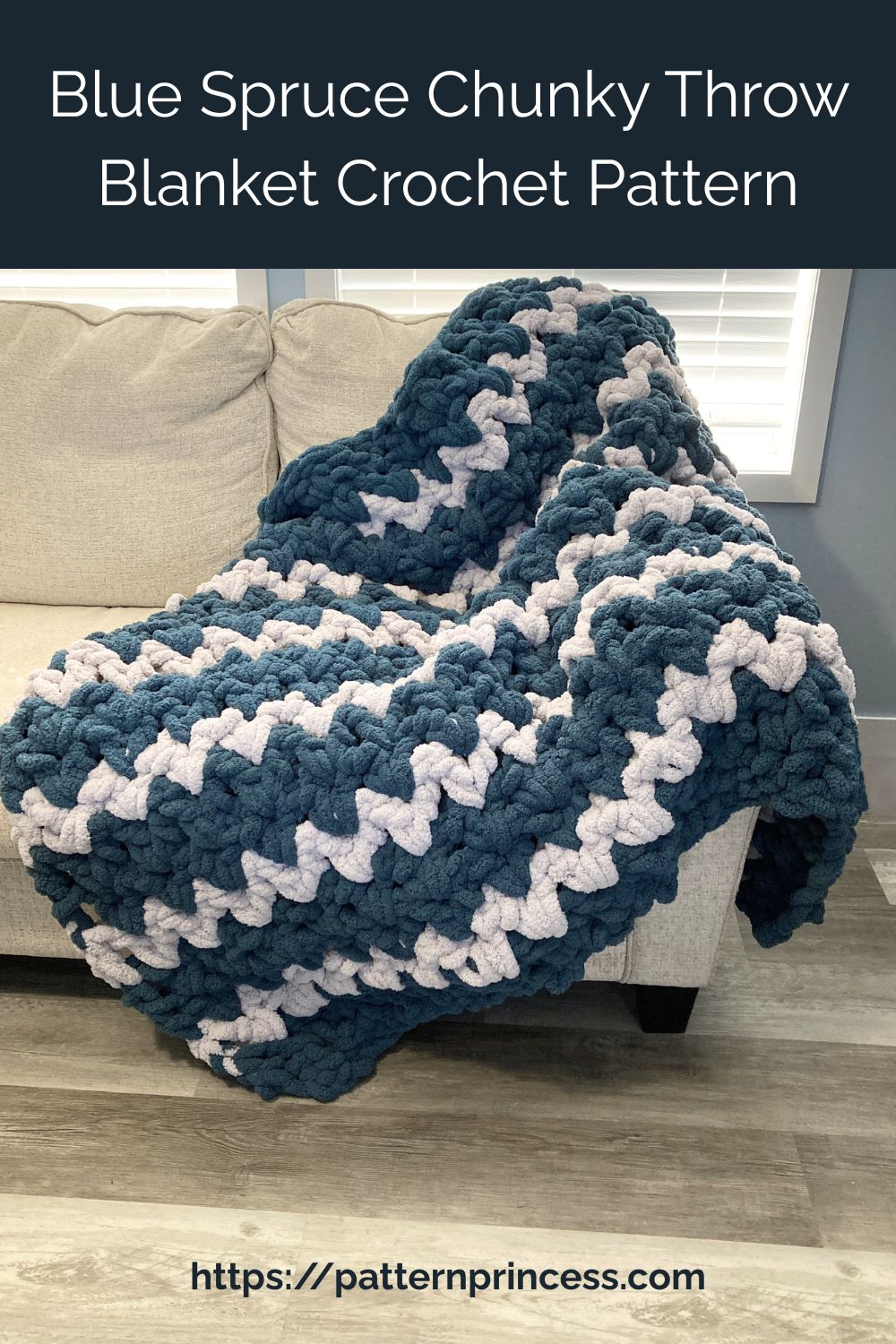 Blue Spruce Chunky Throw Blanket Crochet Pattern - Pattern Princess